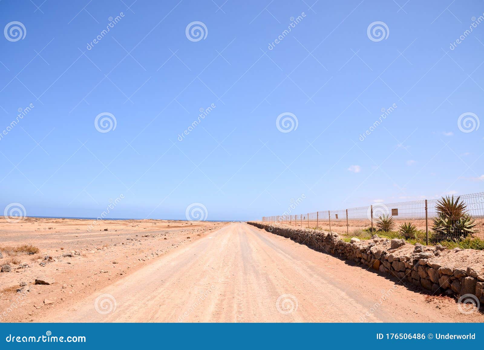 Countryside Desert Dirt Path Stock Photo - Image of land, fuerteventura ...