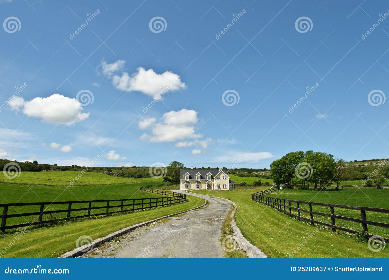 Countryside Farm House Landscape Stock Image - Image of green, farming ...