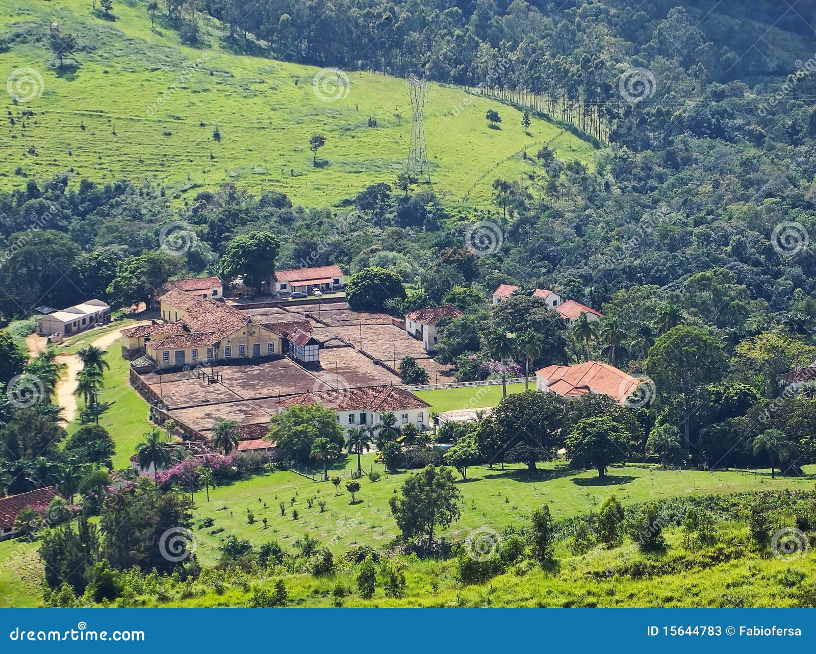 A Countryside Farm Overview Stock Image - Image of farmscape, grass ...