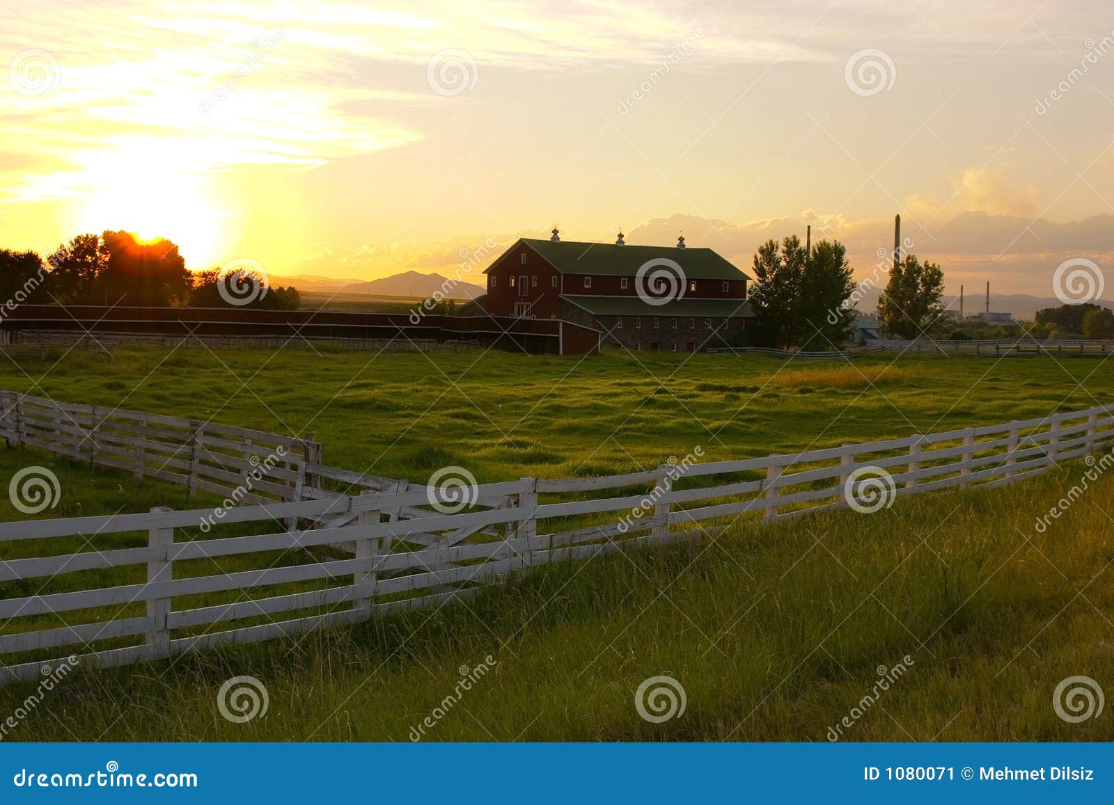 Countryside Fence Leading To a Ranch Stock Image - Image of colours ...