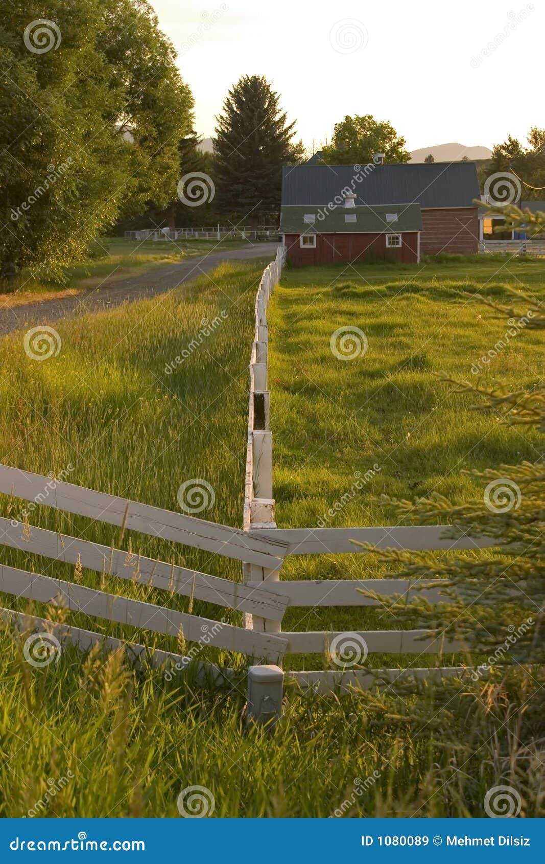Countryside Fence Leading To a Ranch Stock Image - Image of colors ...