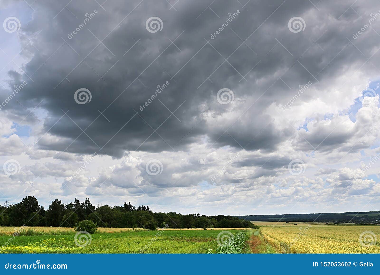 Countryside with Fields and Stormy Sky Stock Photo - Image of nature ...