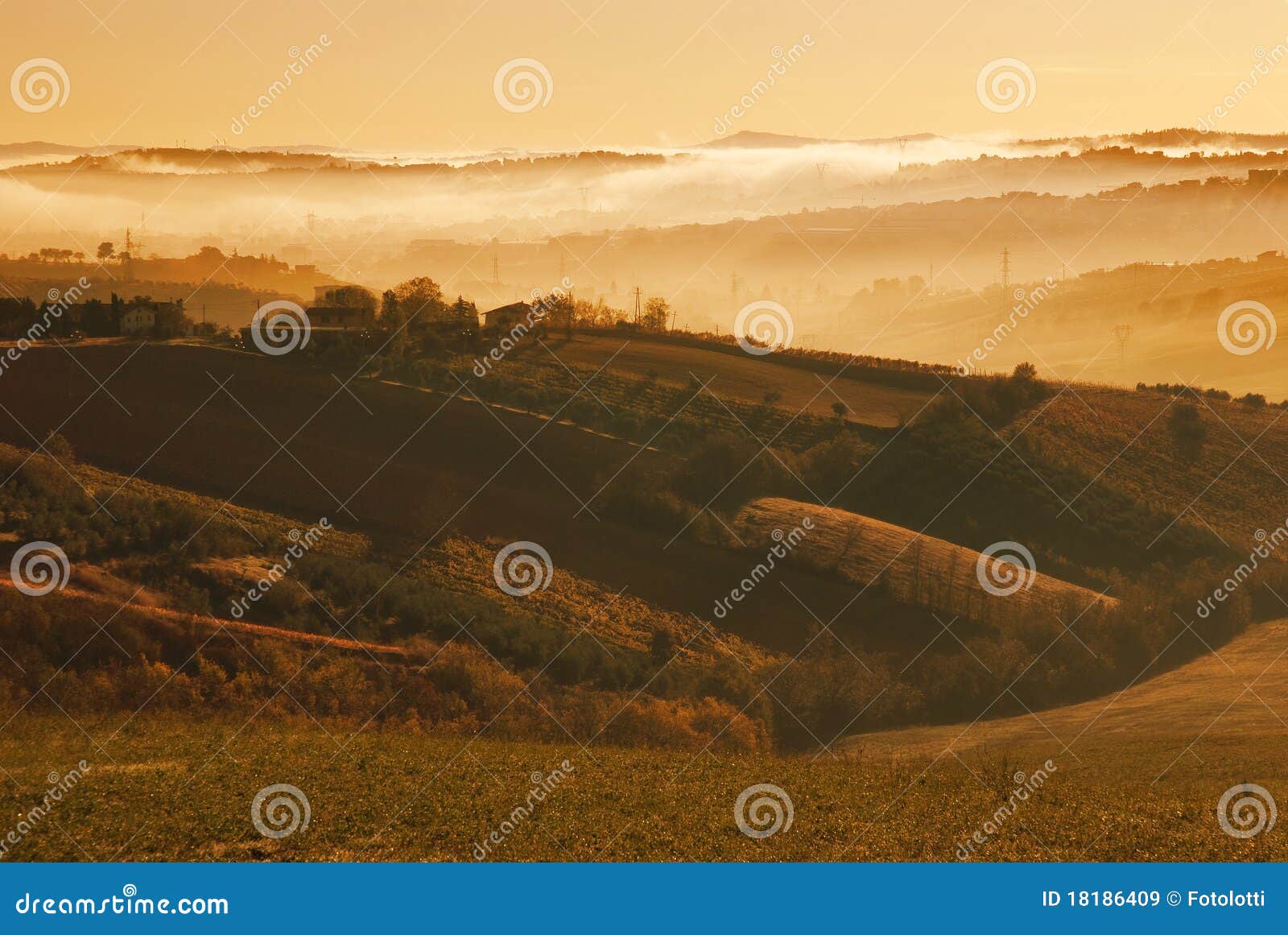 Countryside with fog stock image. Image of nature, landscape - 18186409