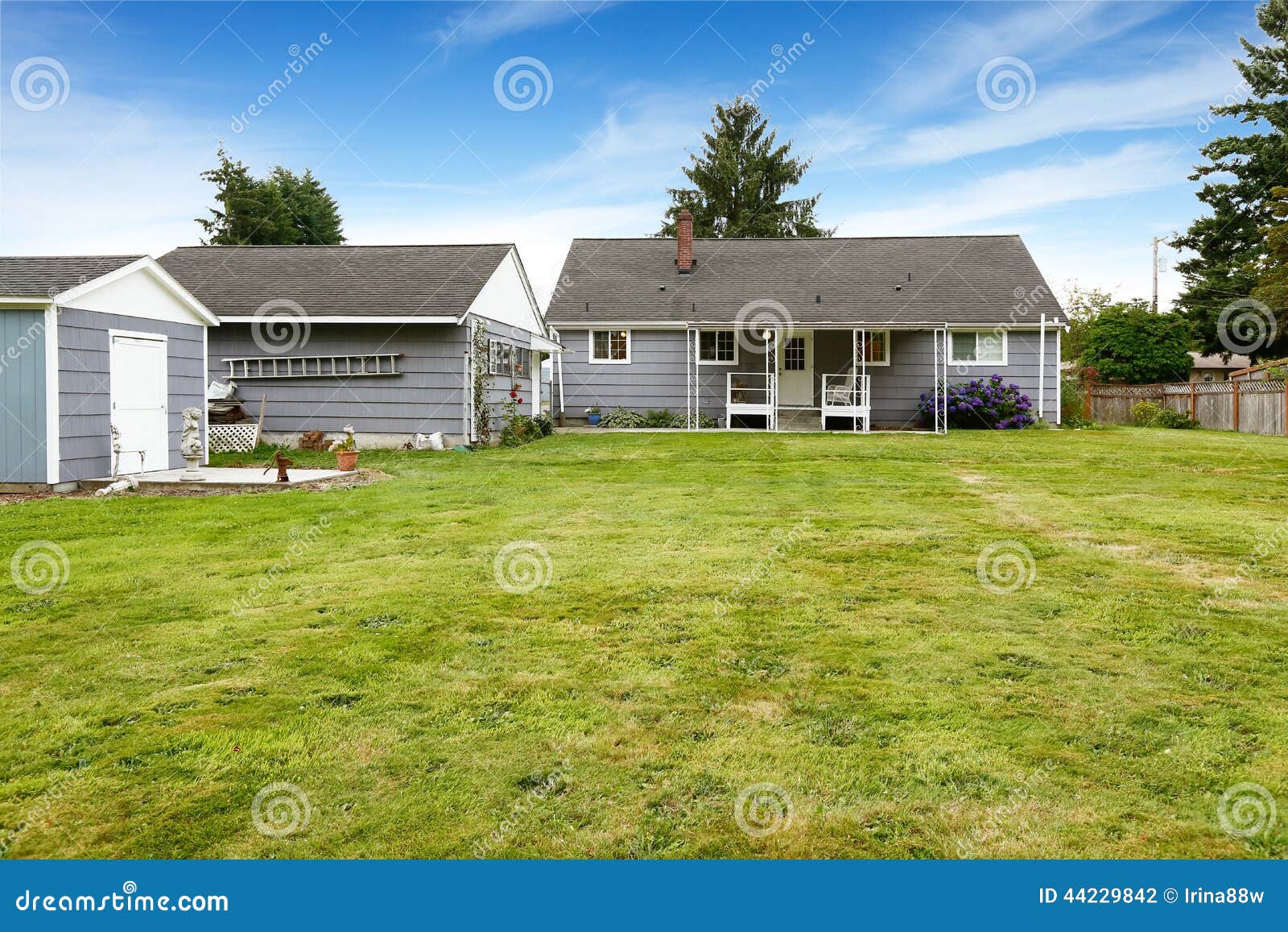 Countryside House with Large Backyard Stock Photo - Image of style ...