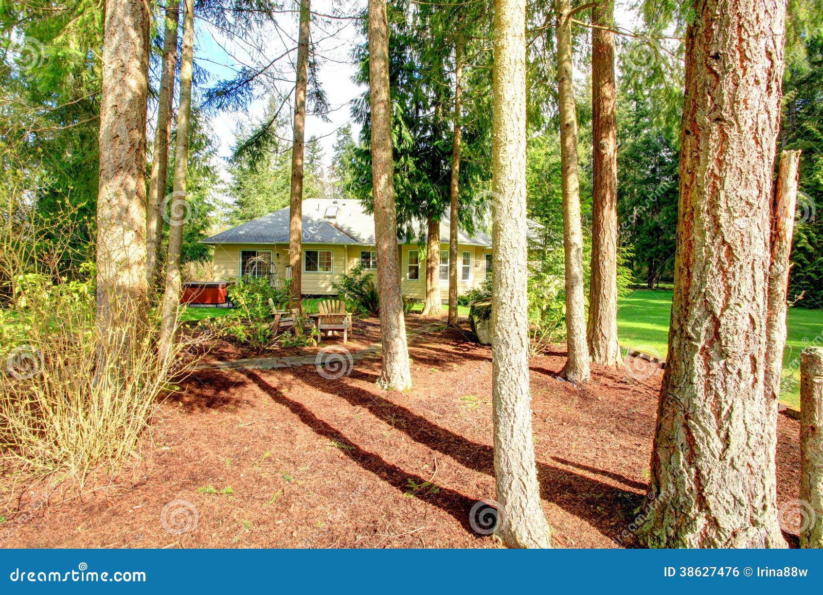 Countryside House with Rest Area Stock Photo - Image of back, patio ...