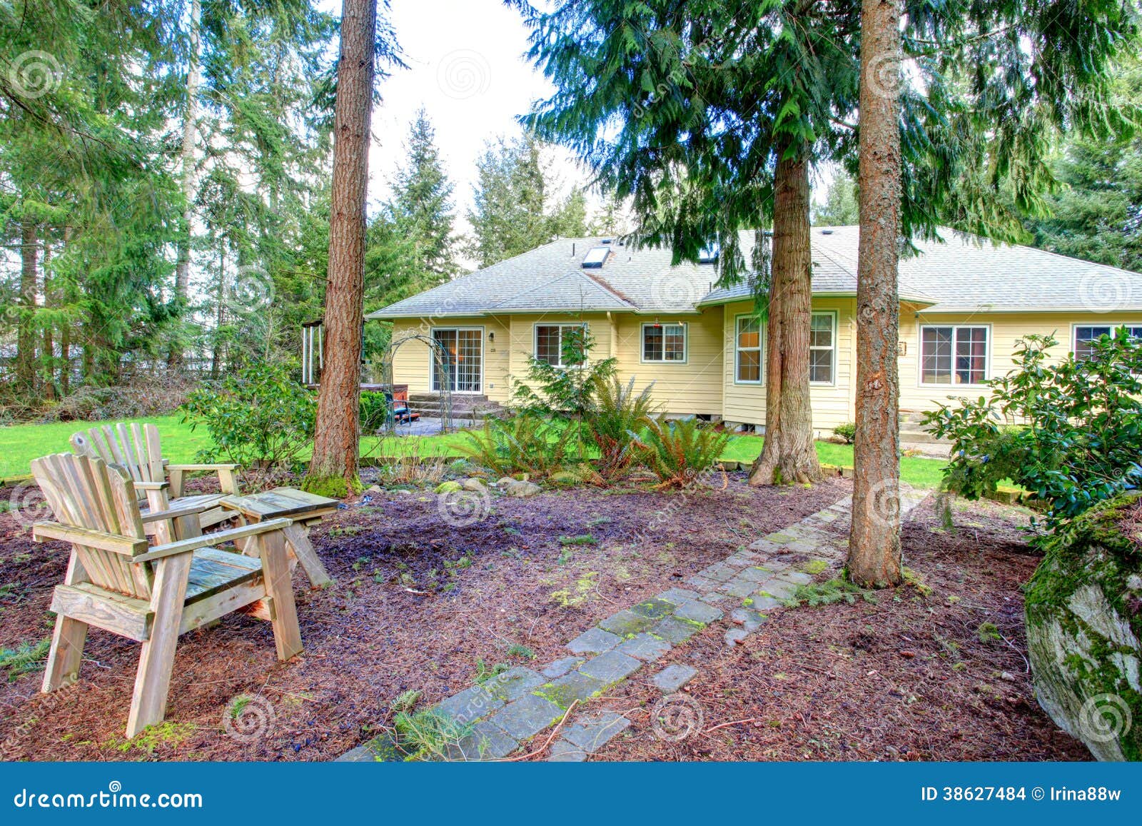 Countryside House with Rest Area Stock Photo - Image of patio, exterior ...