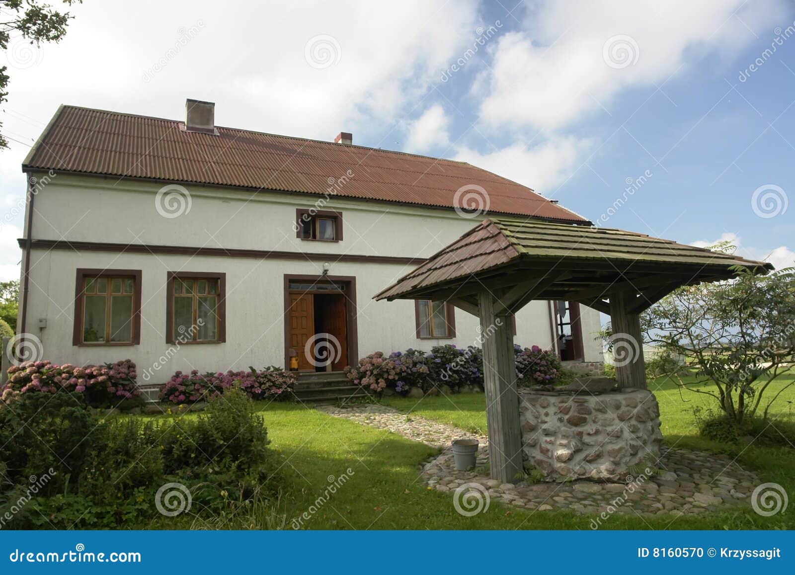 Countryside House Exterior With Concrete Walkway Royalty-Free Stock ...