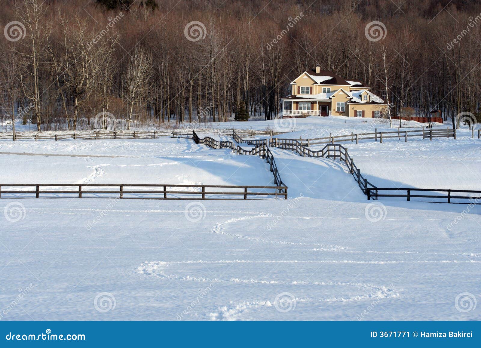 Countryside House in Winter Stock Image - Image of january, february ...