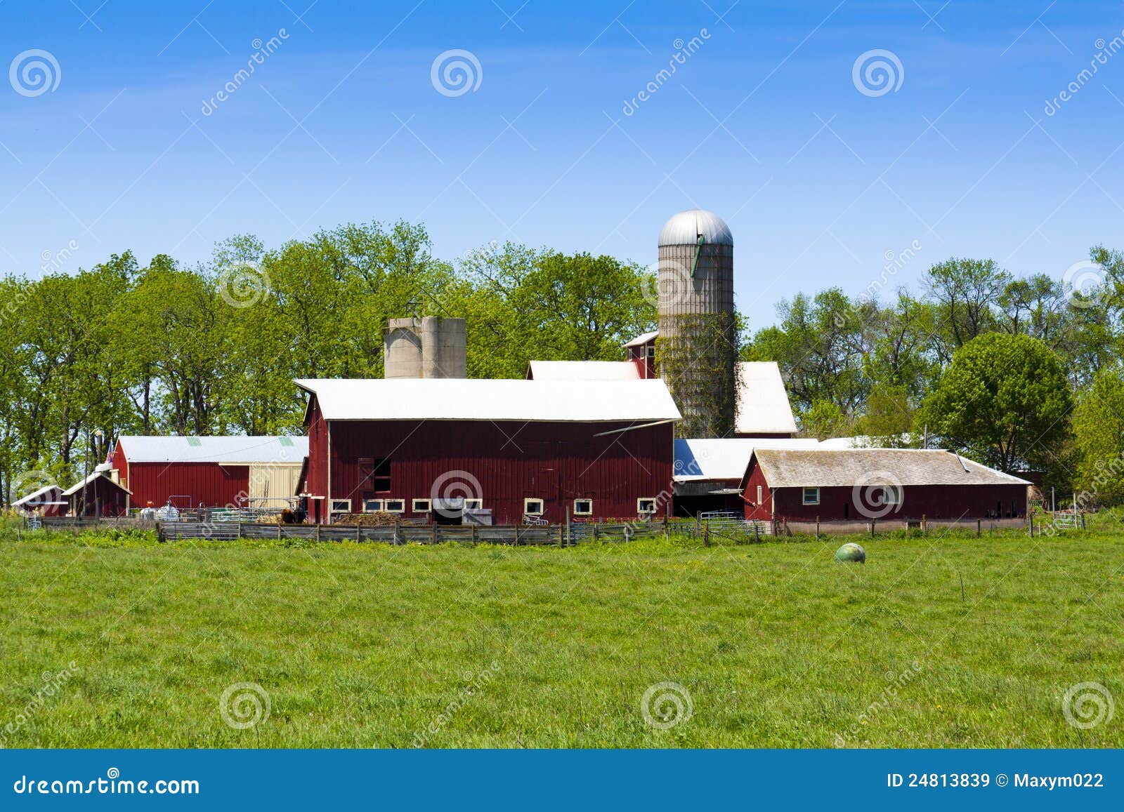 Countryside Landscape with Farm Stock Image - Image of building, farm ...