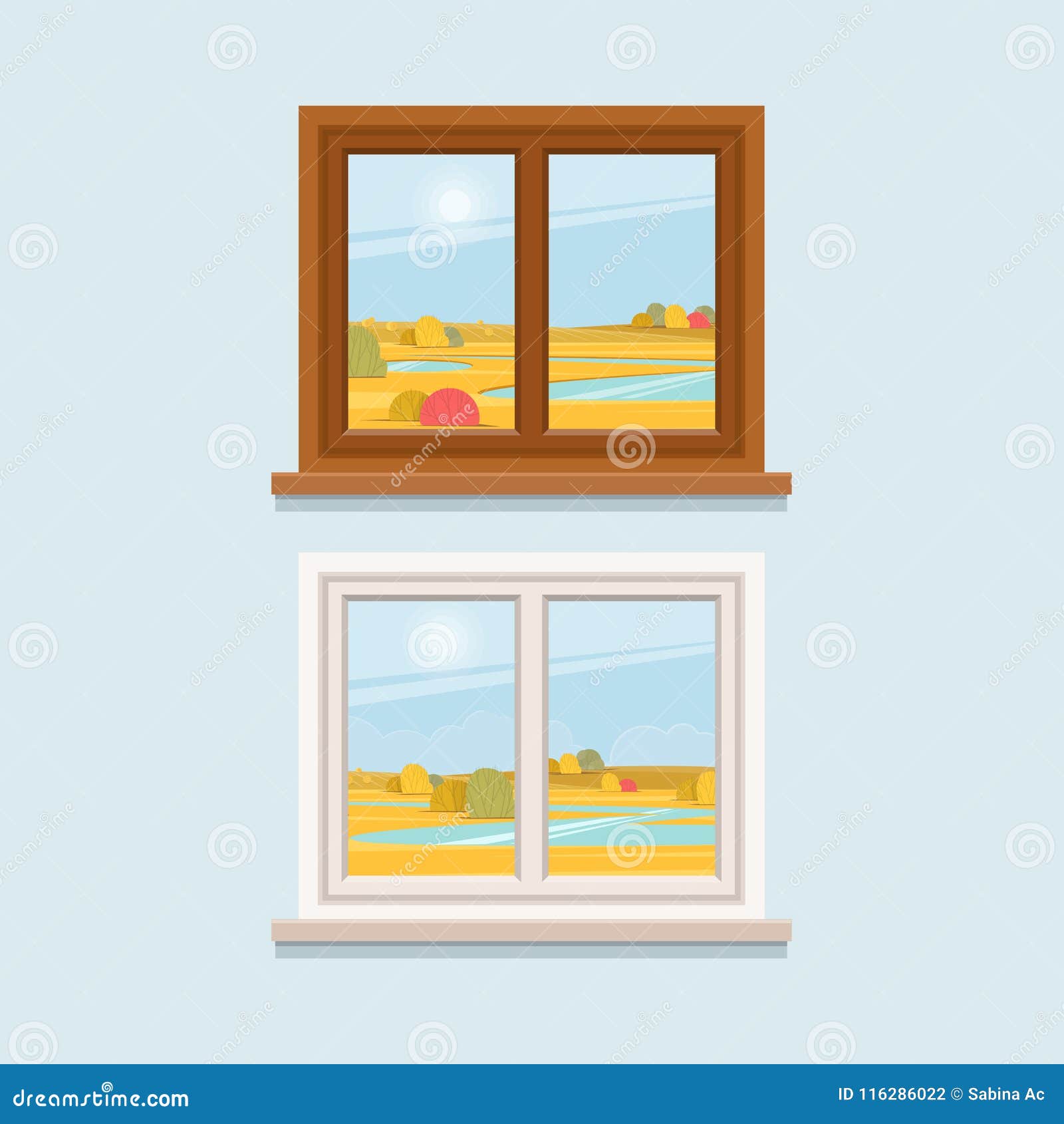 Countryside Landscape with River and Trees Outside the Window Stock ...