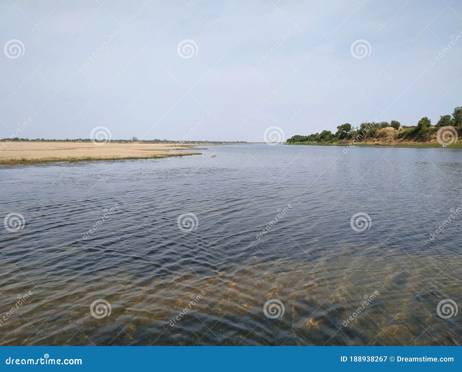 Countryside Morning River View Under Blue Sky Stock Image - Image of ...