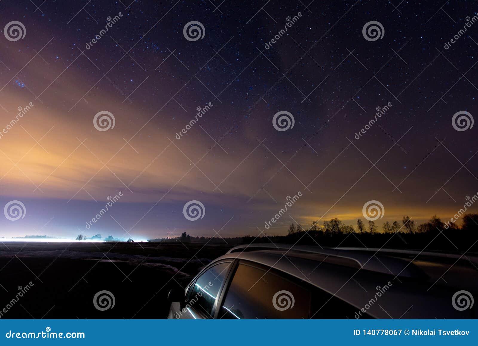 Countryside night scene stock image. Image of empty - 140778067