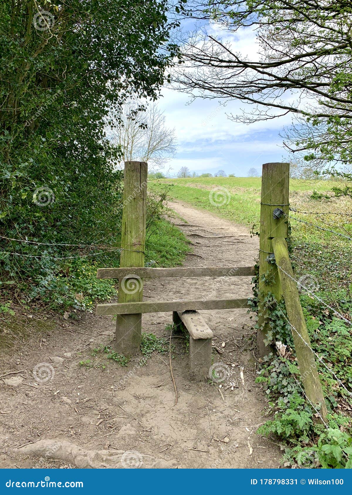 Countryside Path with Stile Stock Image - Image of stile, country ...
