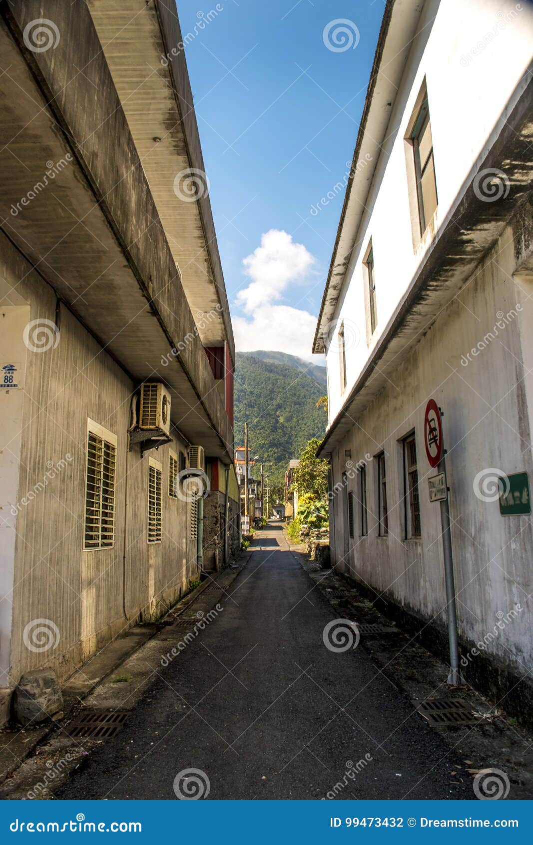 A Countryside Path between Two Old Cement Building Editorial ...