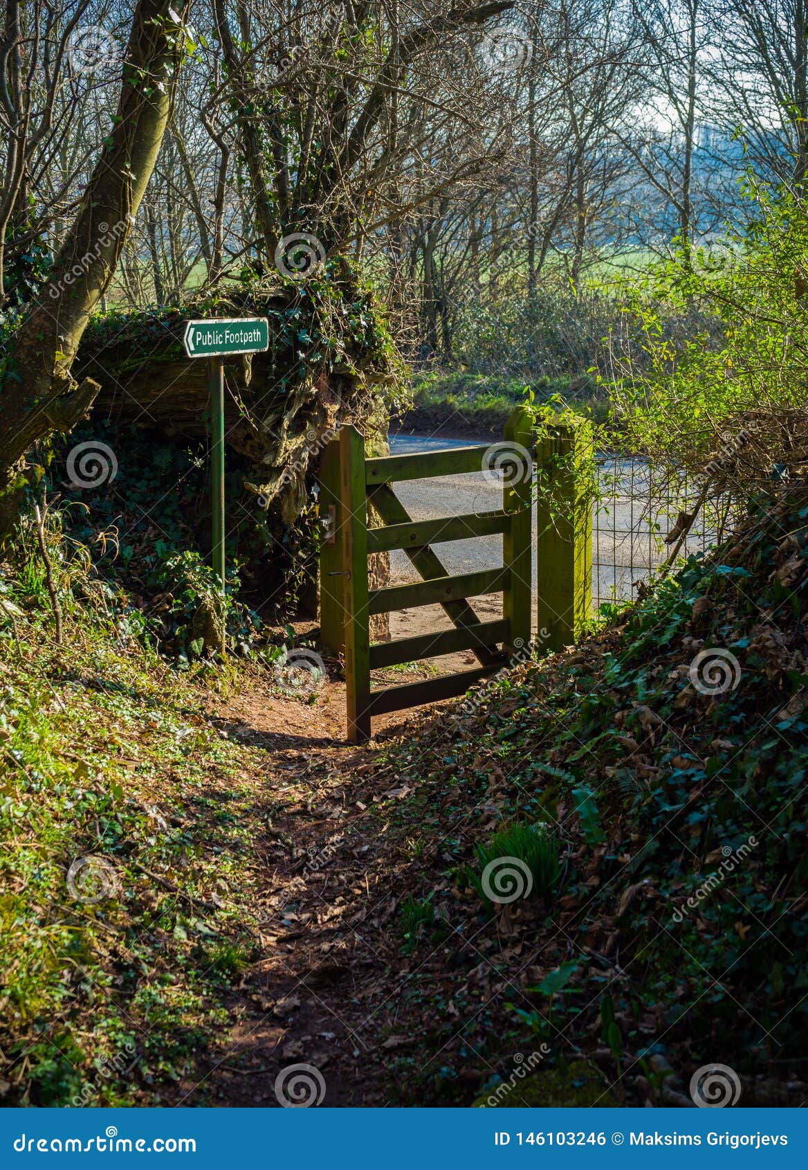 Countryside Public Footpath with Open Gate in Spring Stock Photo ...