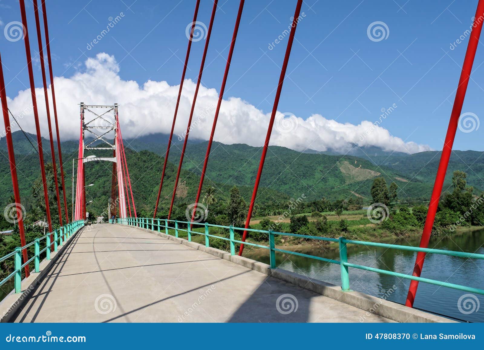 Countryside red bridge stock photo. Image of highway - 47808370