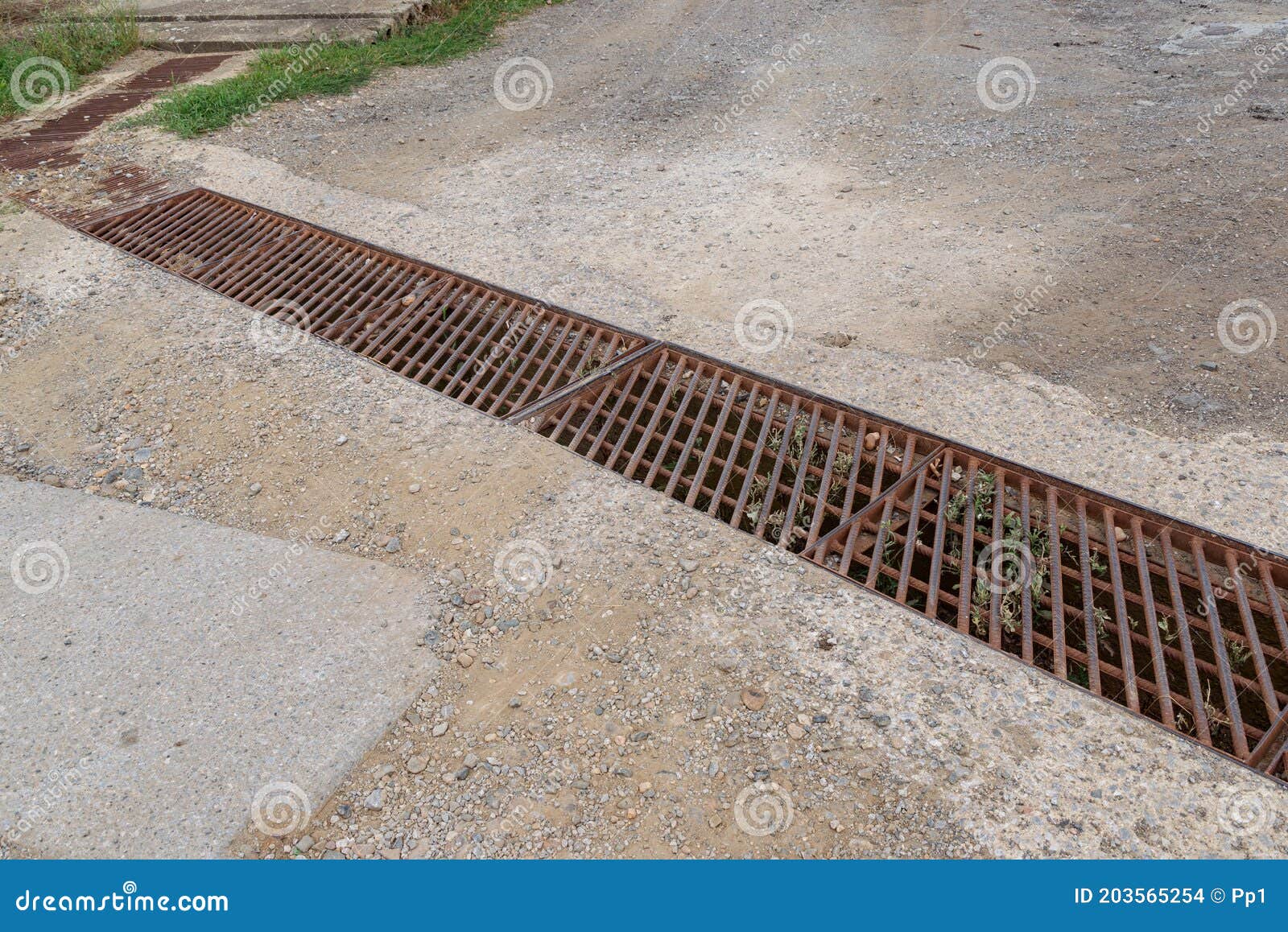 Countryside Road Drainage Grate Stock Photo - Image of background, grid ...