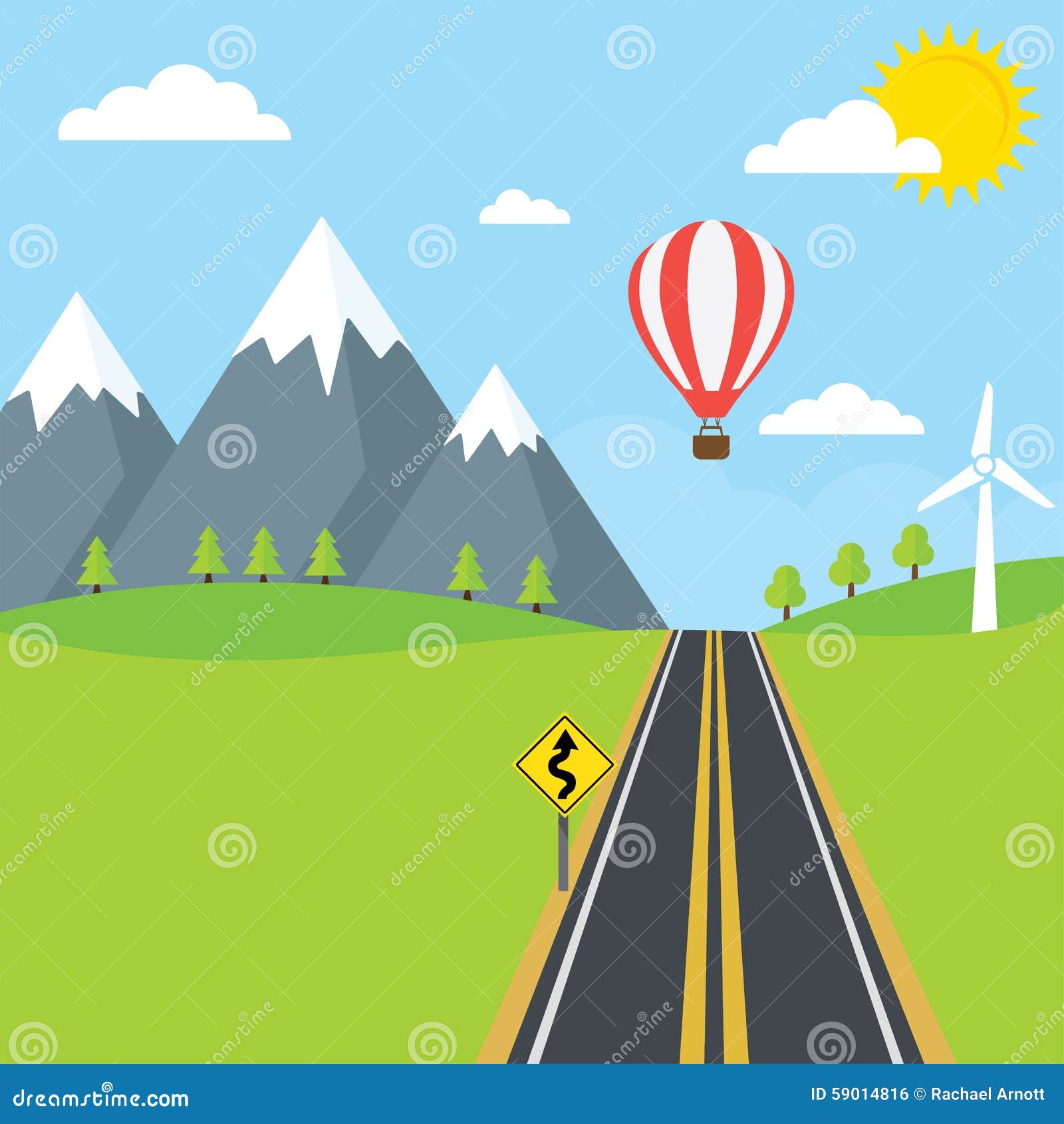 Countryside Road Illustration Stock Vector - Illustration of tree ...