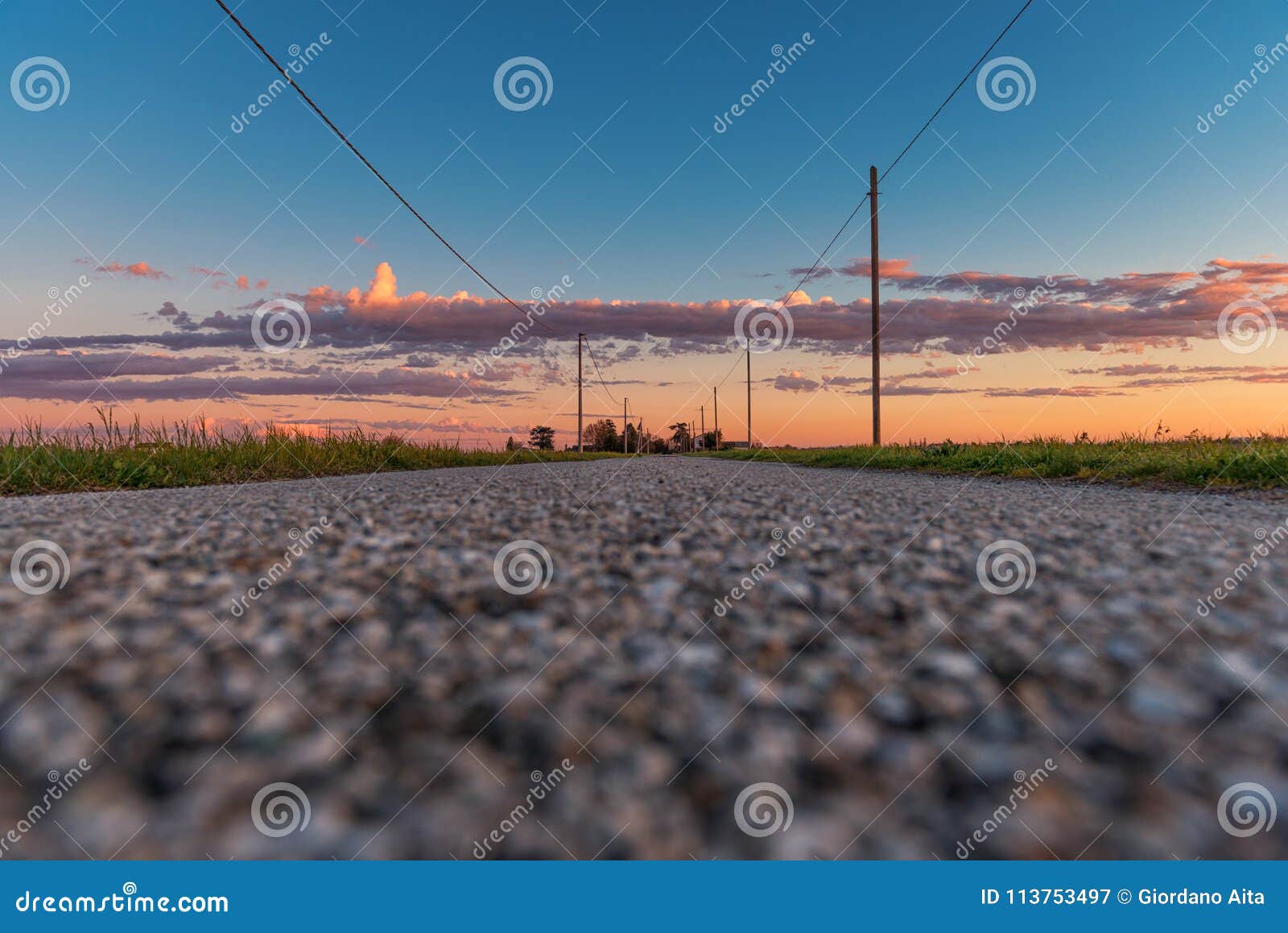 Countryside Road in Sunset Time Stock Image - Image of nature, path ...