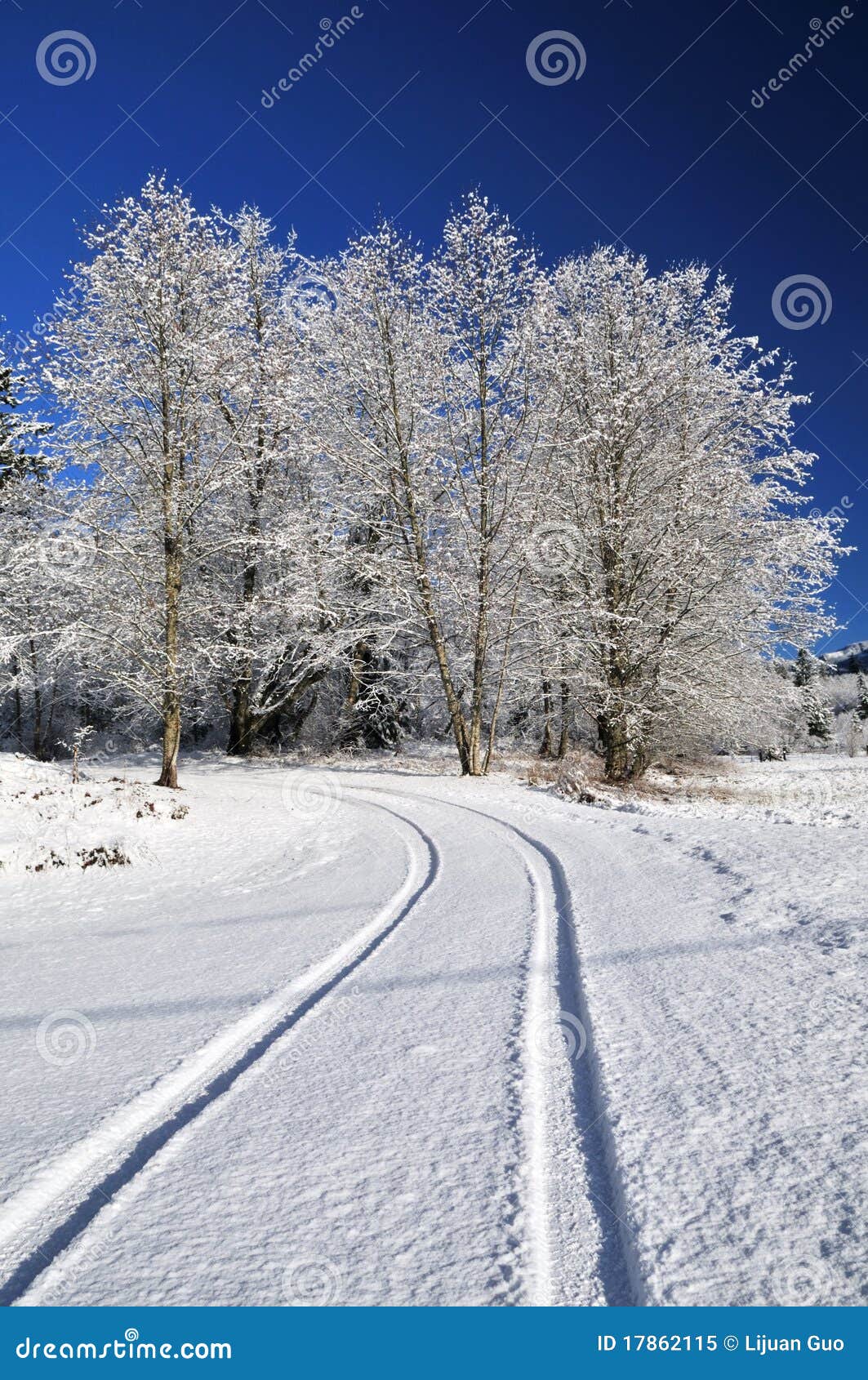 Countryside Road with Winter Snow Stock Image - Image of winter, road ...