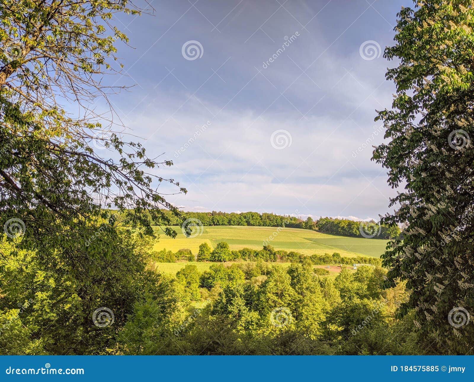 Countryside Scene of Fields and Trees on a Spring Day Stock Image ...