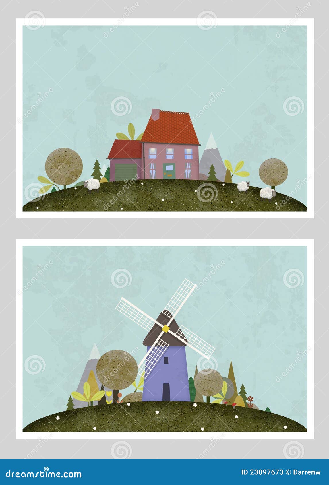 Countryside scenes stock illustration. Illustration of illustrated ...