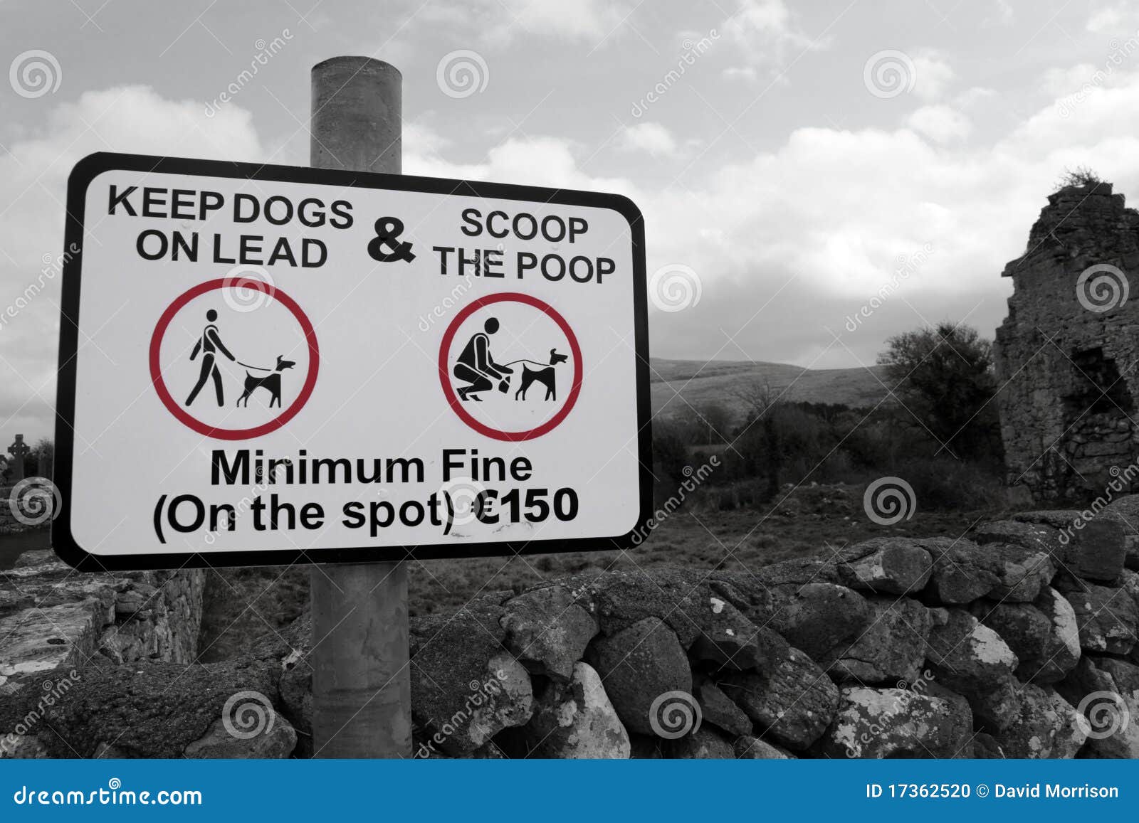 Countryside Scoop the Poop Sign Stock Photo - Image of hygiene, clean ...