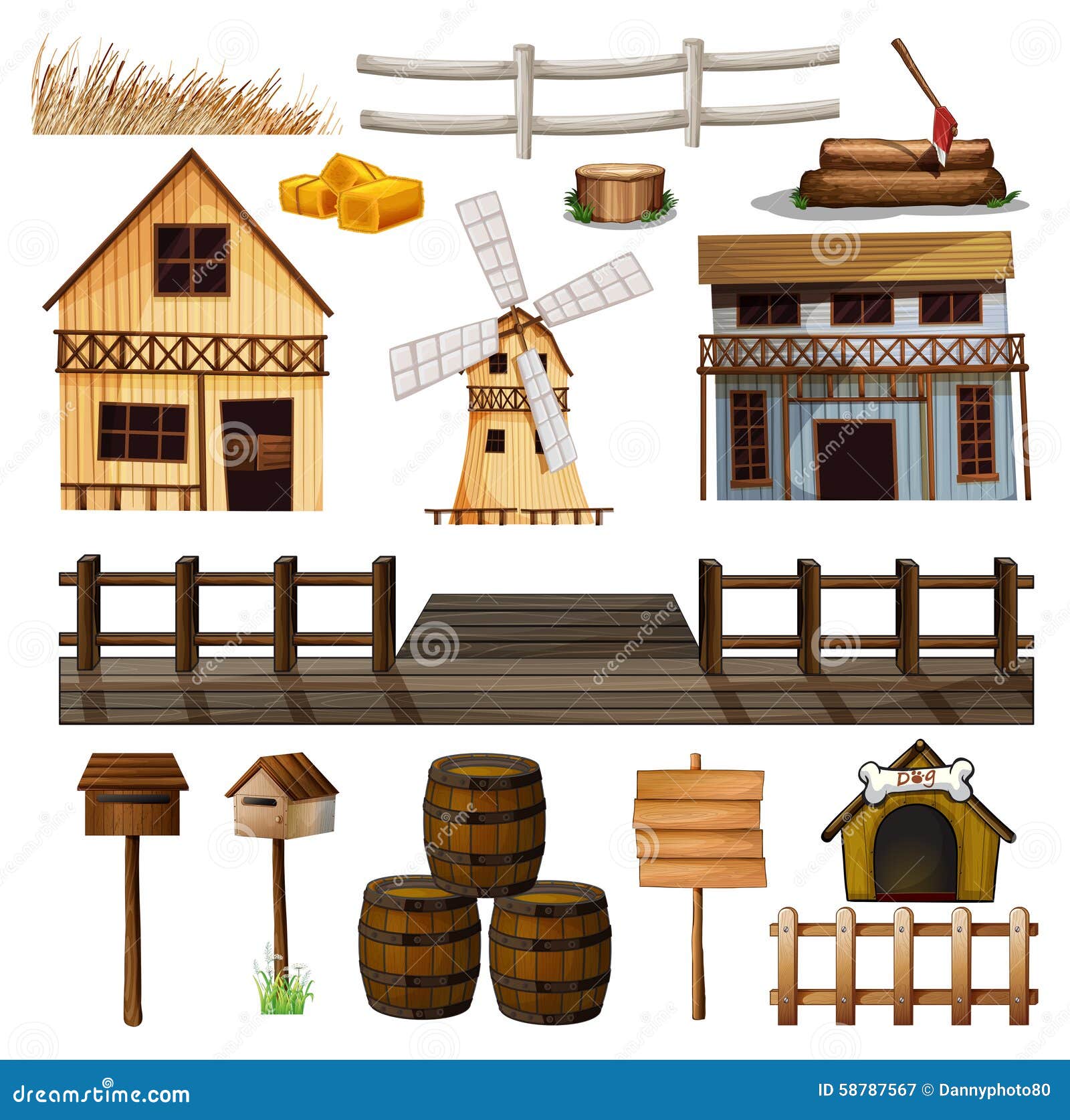 Countryside Style of Buildings and Other Objects Stock Vector ...