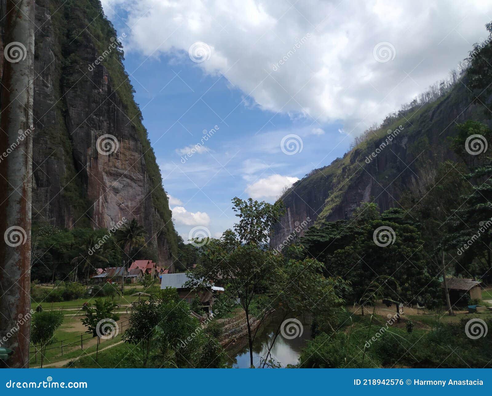 Countryside in a valley stock photo. Image of hill, terrain - 218942576