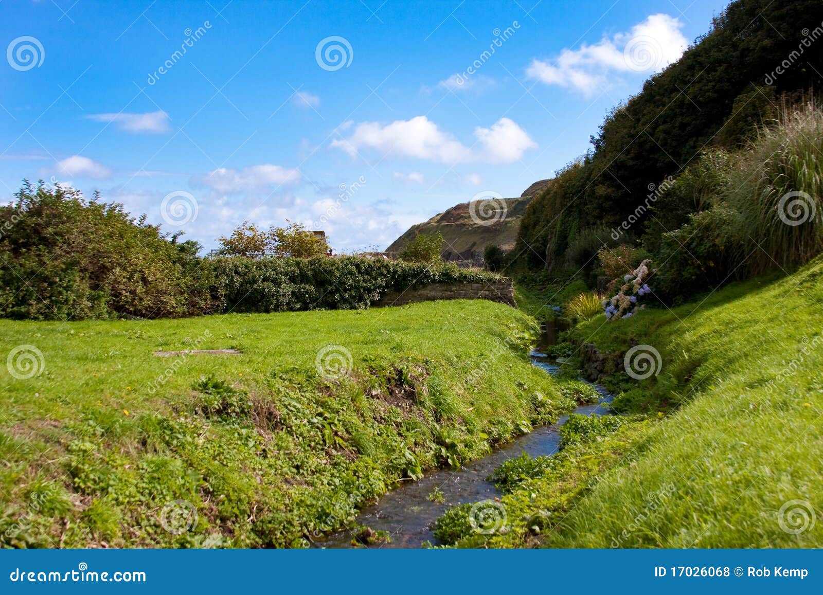 Countryside Valley Landscape with Stream Stock Photo - Image of natural ...