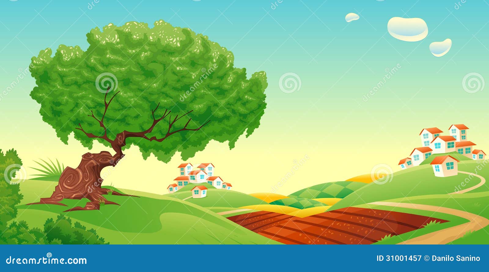 Countryside. stock vector. Illustration of grass, foliage - 31001457