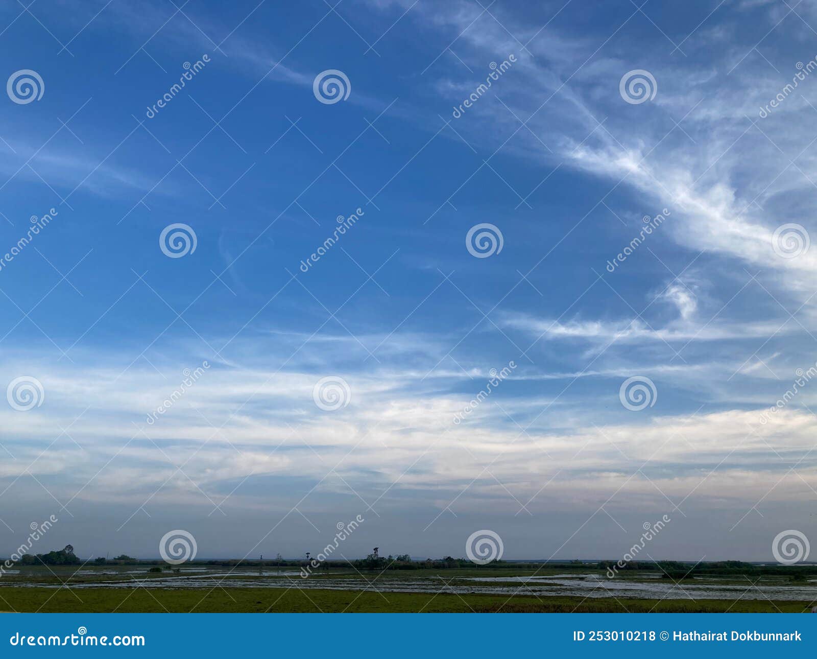 Countryside View of Green Fields and River with Wide Clear Bright Blue ...