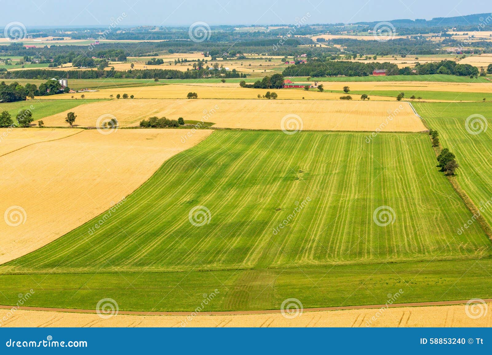 Countryside View Over Fields Stock Photo - Image of rustic, barn: 58853240