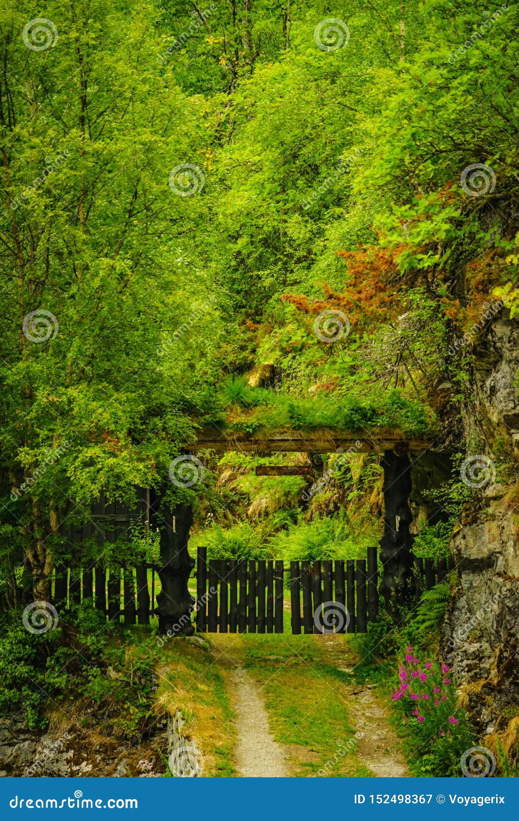 Countryside View and Rustic Gate Stock Image - Image of outdoor ...
