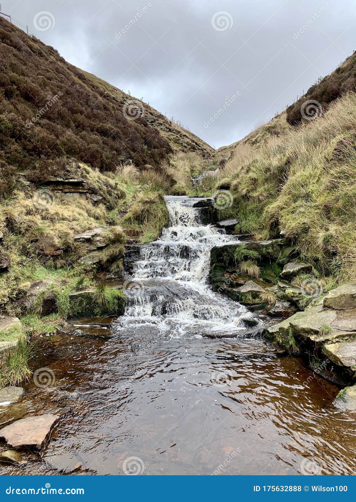 Countryside Waterfall Landscape Stock Photo - Image of steps, flowing ...