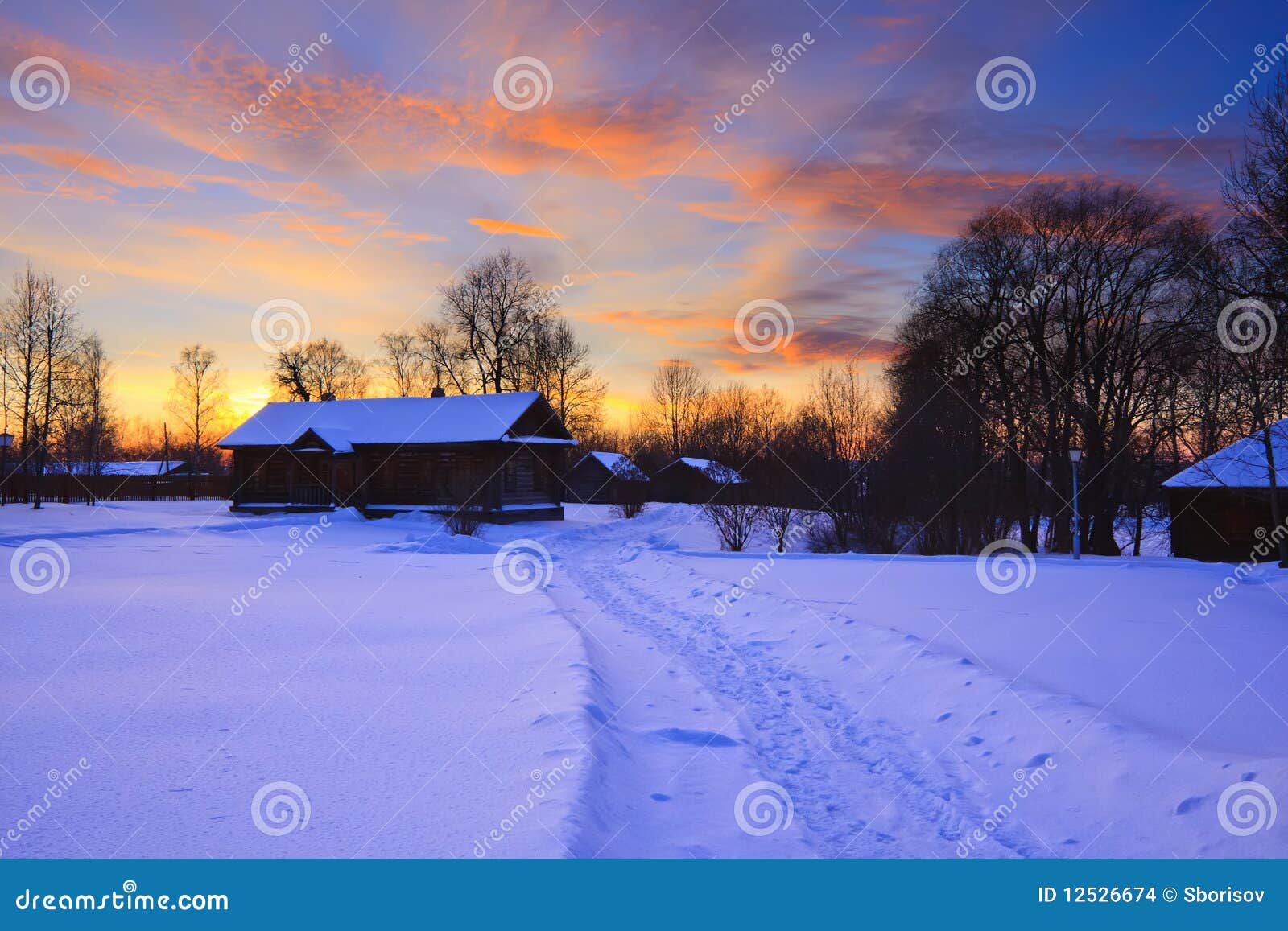 Countryside at winter stock photo. Image of light, horizon - 12526674