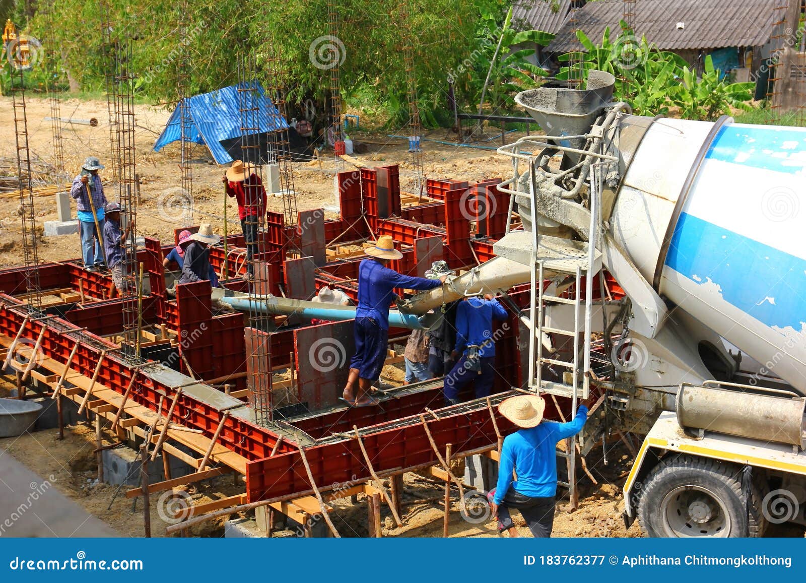 The Countryside Worker and Labor Working in Construction Site. they ...