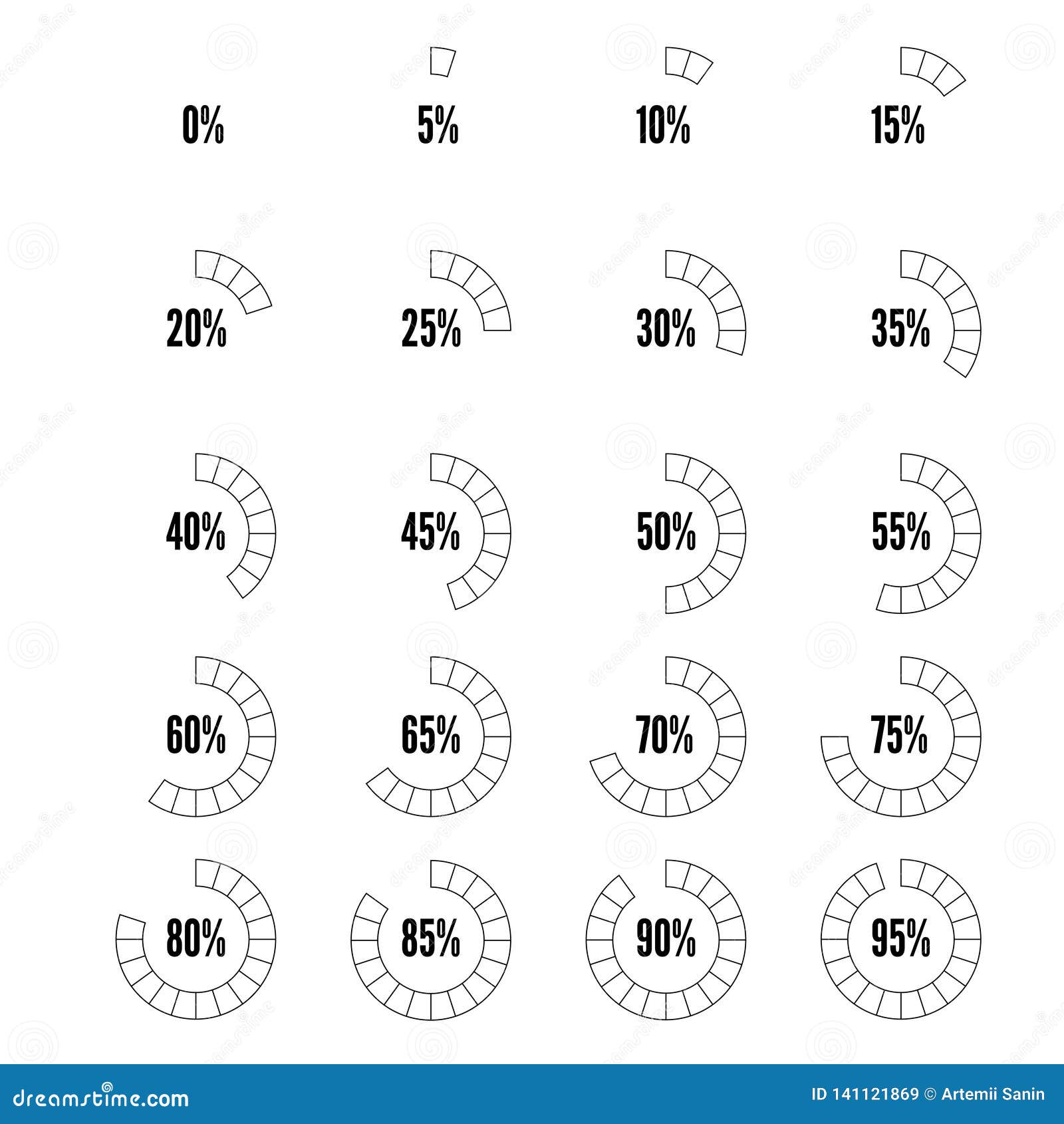 Countur Progress Indicators Set, Vector Illustration for Design Stock ...