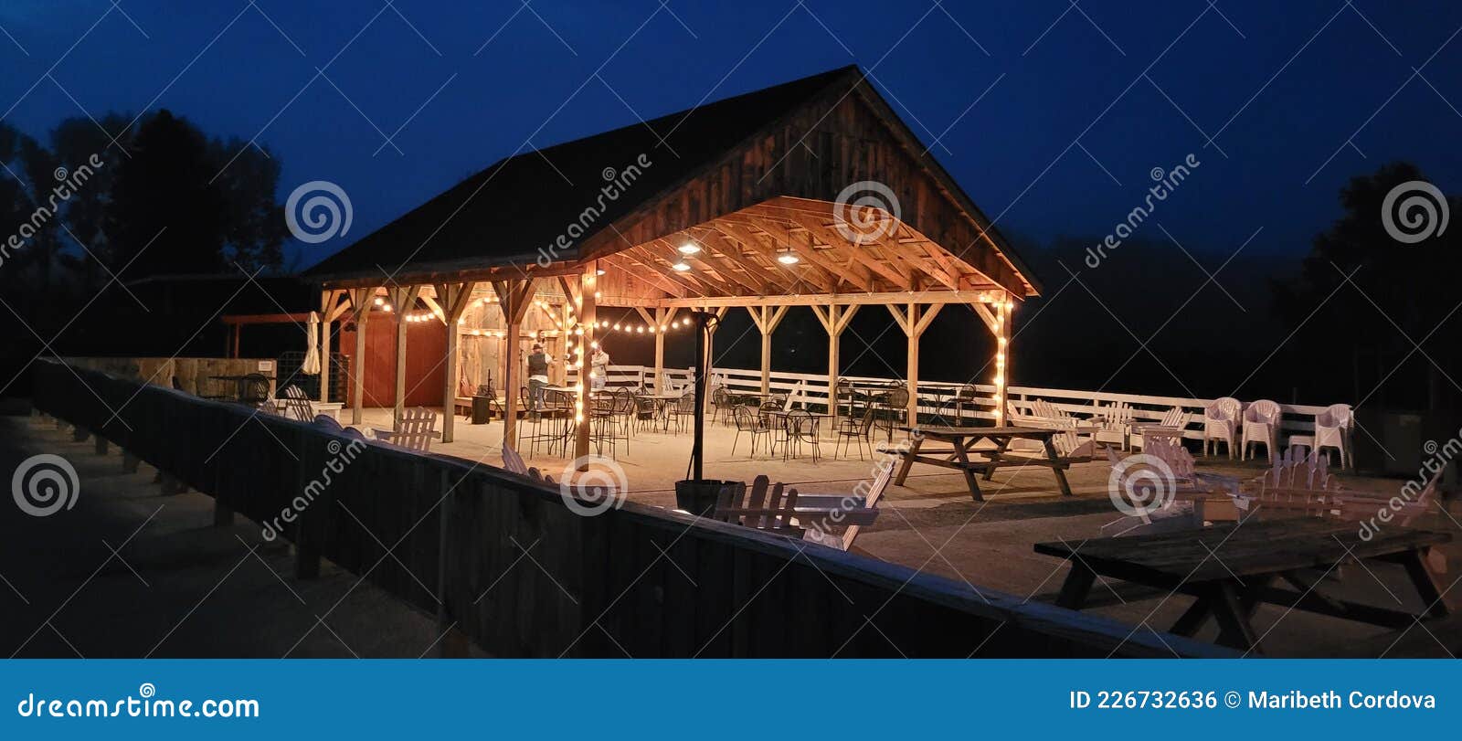 County Barn with Stage Lit at Night Editorial Photo - Image of blue ...