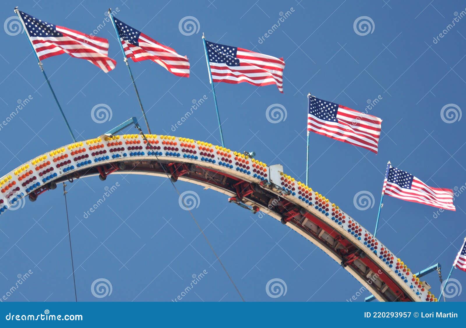 County Fair Carnival Rides with American Flags Stock Image - Image of ...