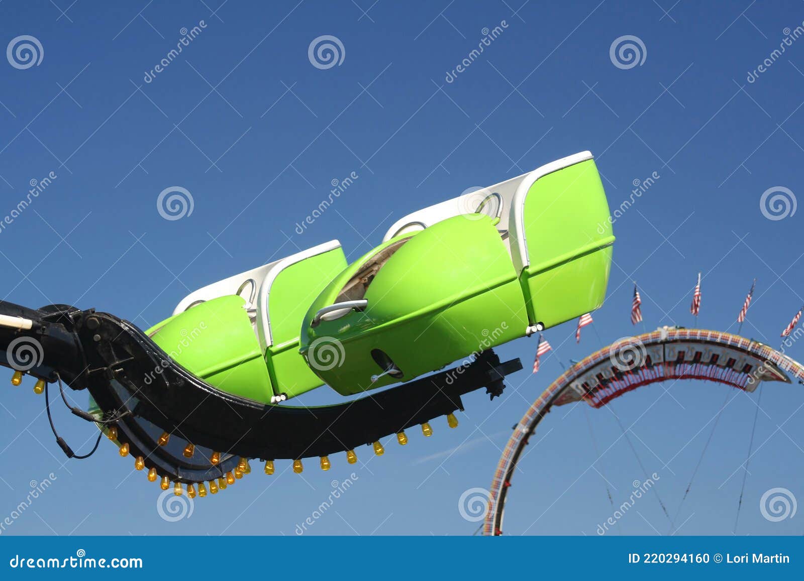 County Fair Carnival Rides with American Flags Stock Photo - Image of ...