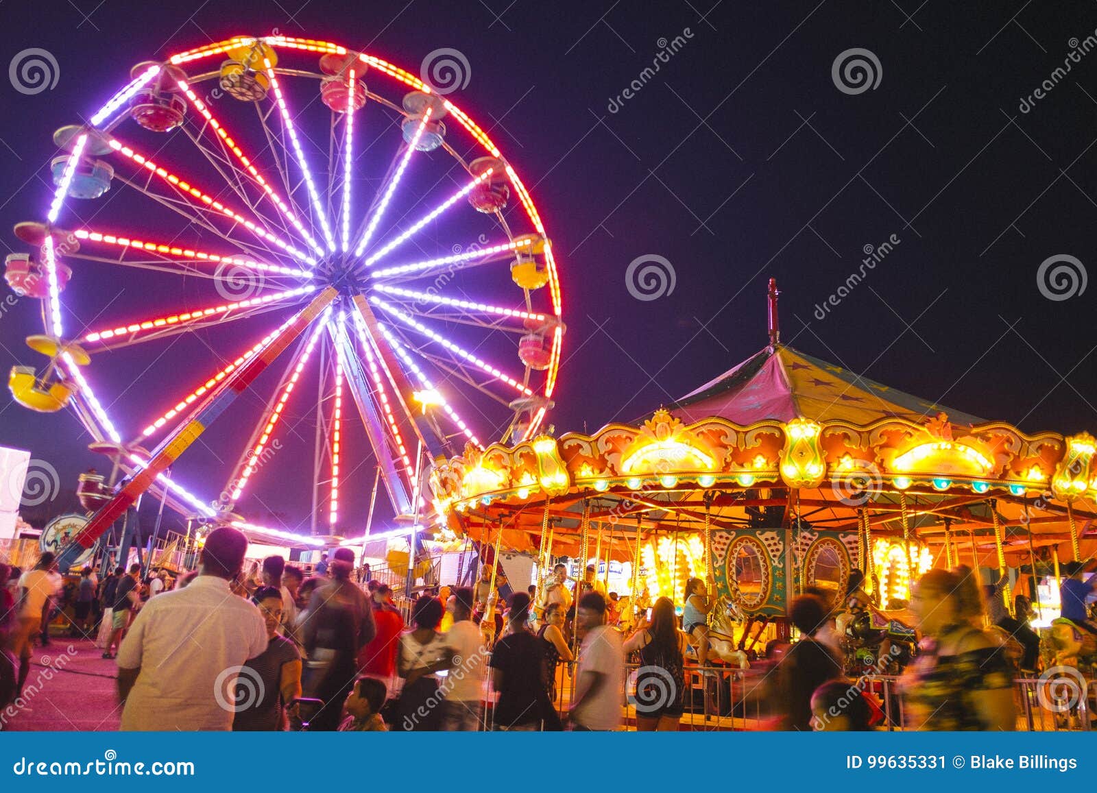 County Fair at Night with Ferris Wheel Editorial Photo - Image of ...