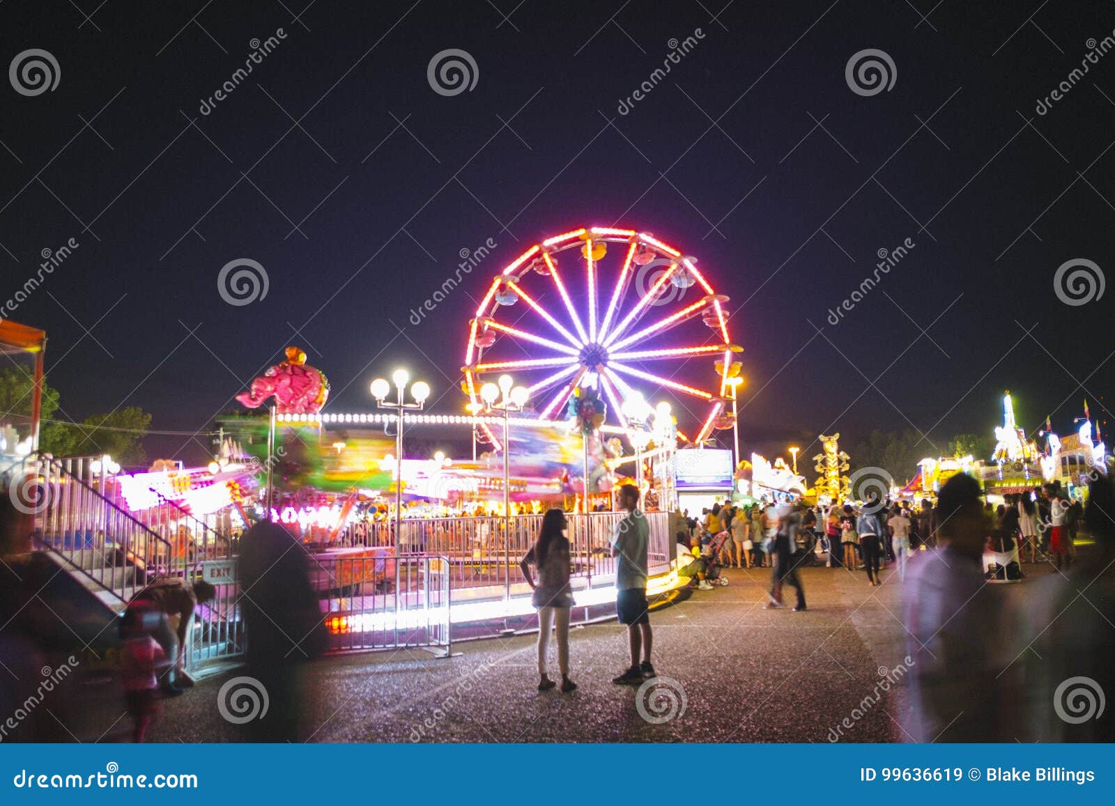 County Fair at Night with Ferris Wheel Editorial Stock Image - Image of ...