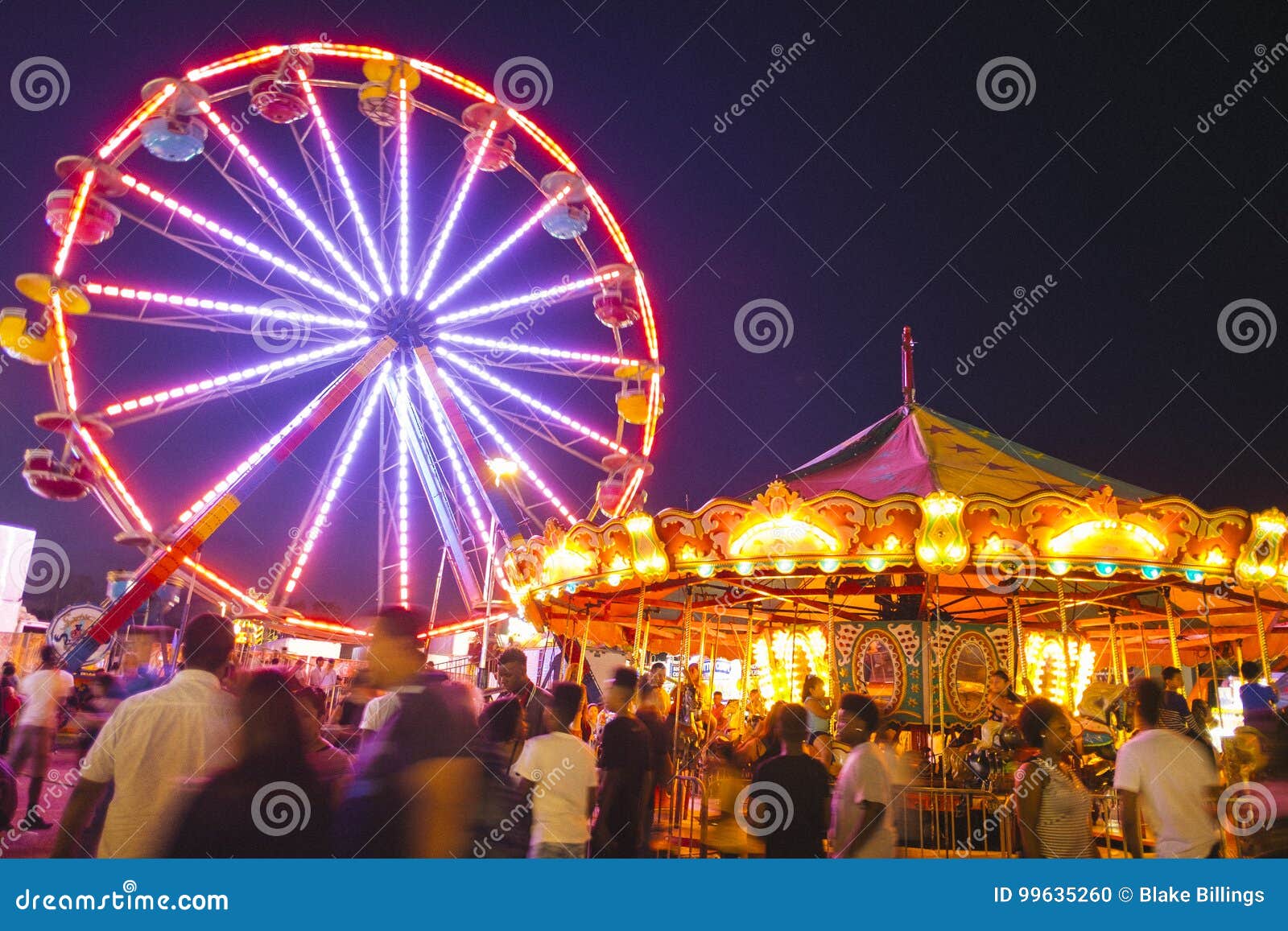 County Fair at Night with Ferris Wheel Editorial Image - Image of north ...