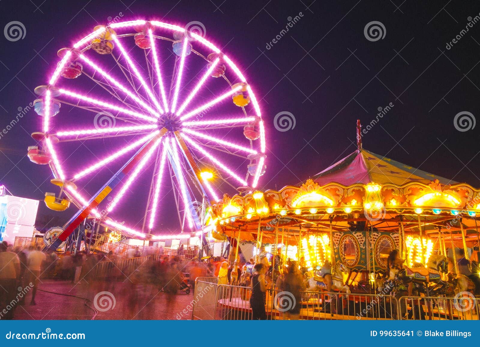County Fair at Night with Ferris Wheel Editorial Photo - Image of ...