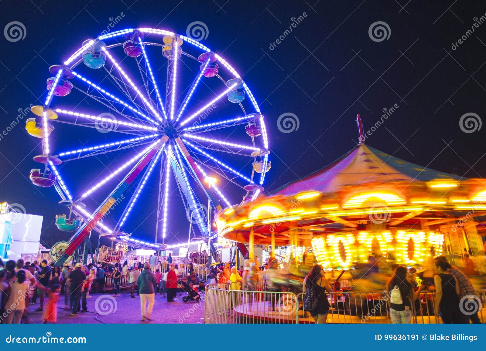 County Fair at Night with Ferris Wheel Editorial Photo - Image of ...