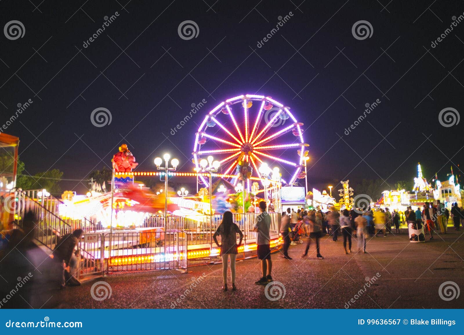 County Fair at Night with Ferris Wheel Editorial Photography - Image of ...