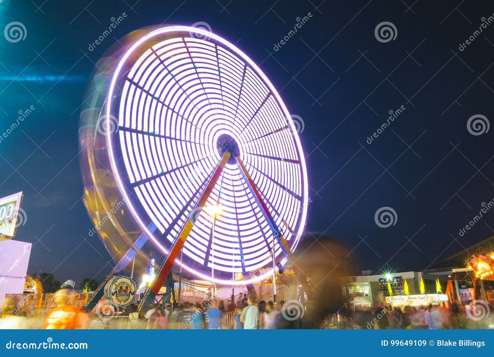 County Fair at Night Ferris Wheel on the Midway Editorial Stock Image ...