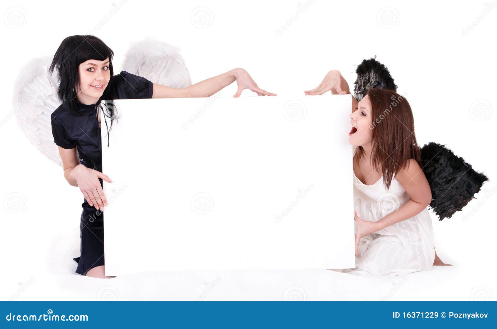Couple of Angel with Banner. Stock Image - Image of dress, copy: 16371229