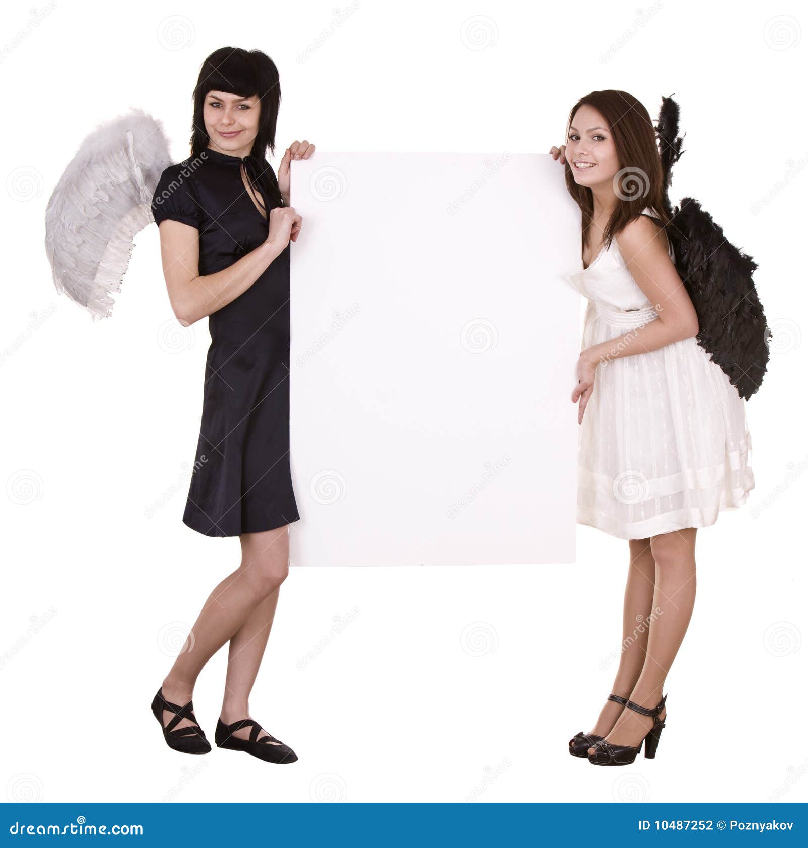 Couple of Angels with Banner. Stock Photo - Image of love, adult: 10487252